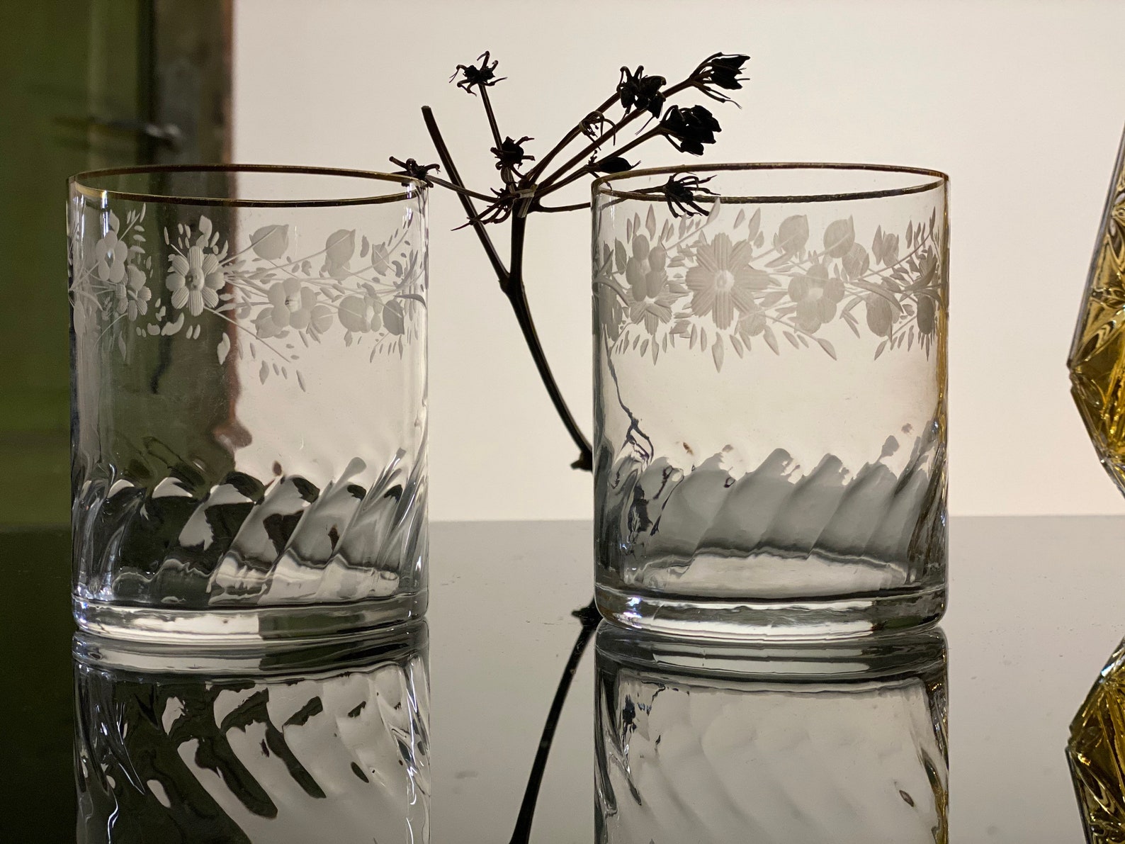 Murano Cocktail Glasses Gold Rim Hand Blown Glasses for Water | Etsy