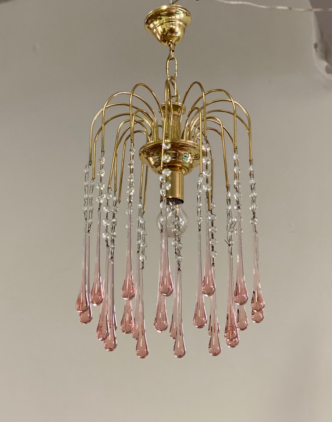 Small Murano Tier Drops Chandelier Mid Century Waterfall Chandelier ...
