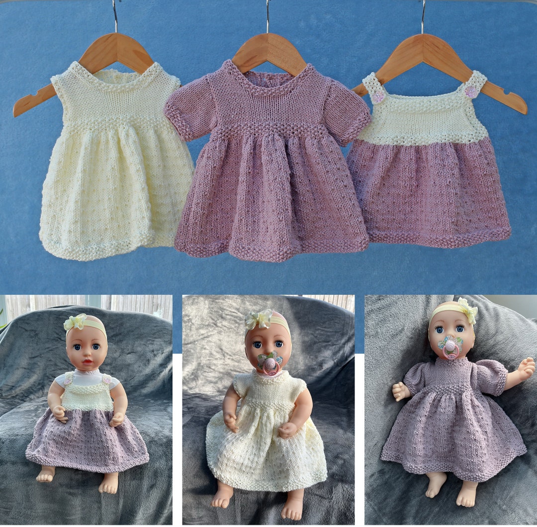 Dolls Dresses and Pinafore Knitting Pattern (no 122) to Fit 16, 18 and ...