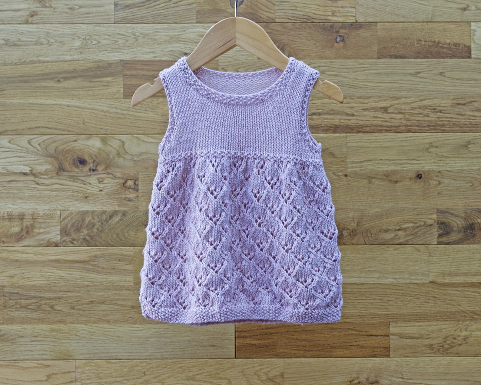 P141 Children's Lacy Triangles Pinafore Dress Knitting Pattern to Fit ...