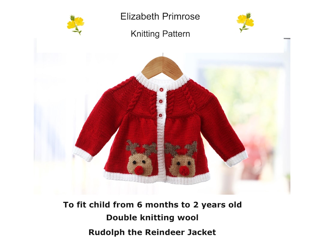 P6 Rudolph the Red Nosed Reindeer Christmas Jacket/cardigan Knitting ...