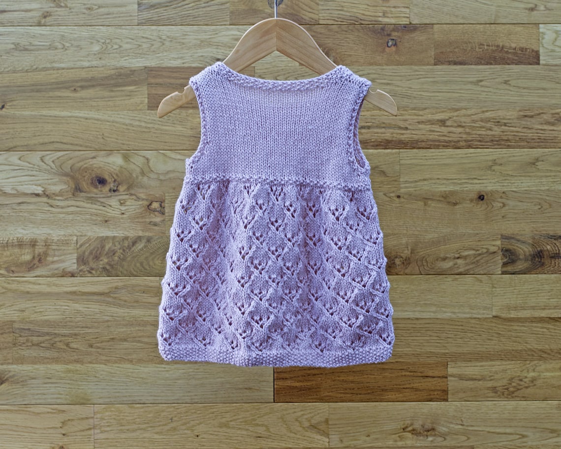 P141 Children's Lacy Triangles Pinafore Dress Knitting Pattern to Fit ...