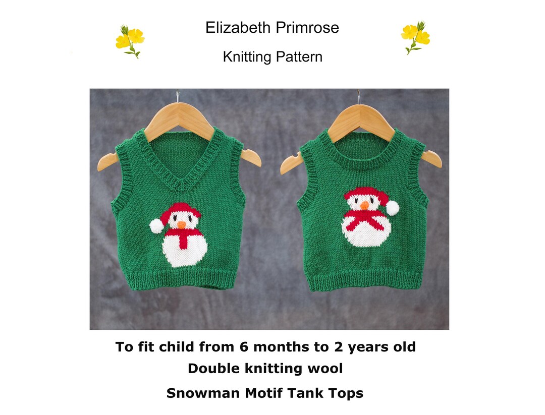 P166 Children's Snowman Motif V-neck and Round Neck Tank Tops to Fit 6 ...