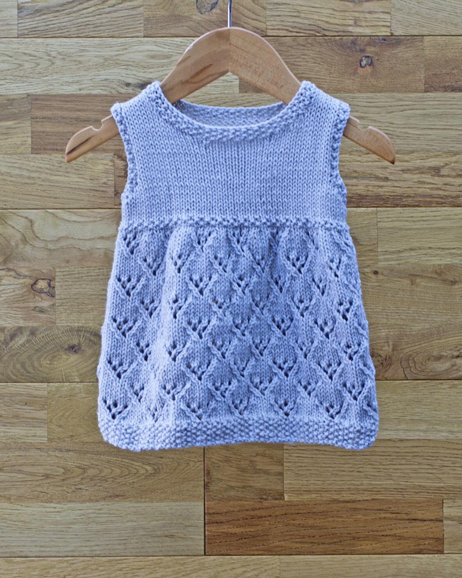 P141 Children's Lacy Triangles Pinafore Dress Knitting Pattern to Fit ...