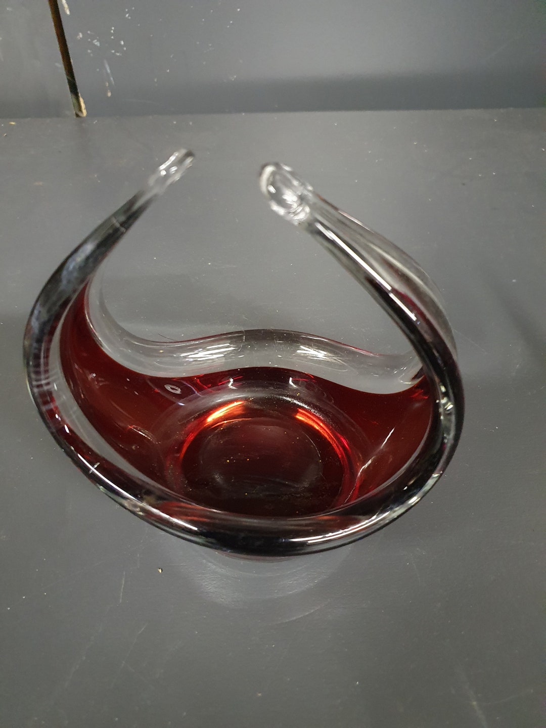 Vintage Coloured Glass Art Dish - Etsy