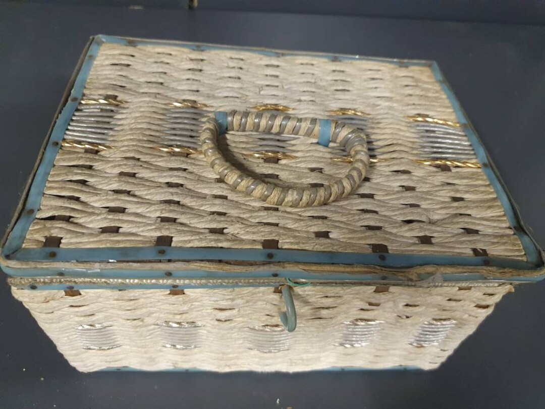 Original 1950s Blue & White Sewing Box * - Etsy