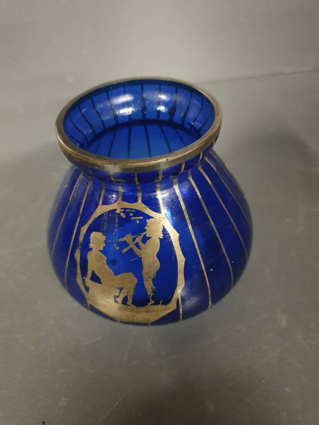 Small Antique Bristol Blue Glass Vase * - Etsy