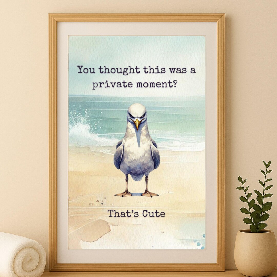 Sadistic Seagull Bathroom Print – Funny Above Toilet Wall Art – Coastal ...