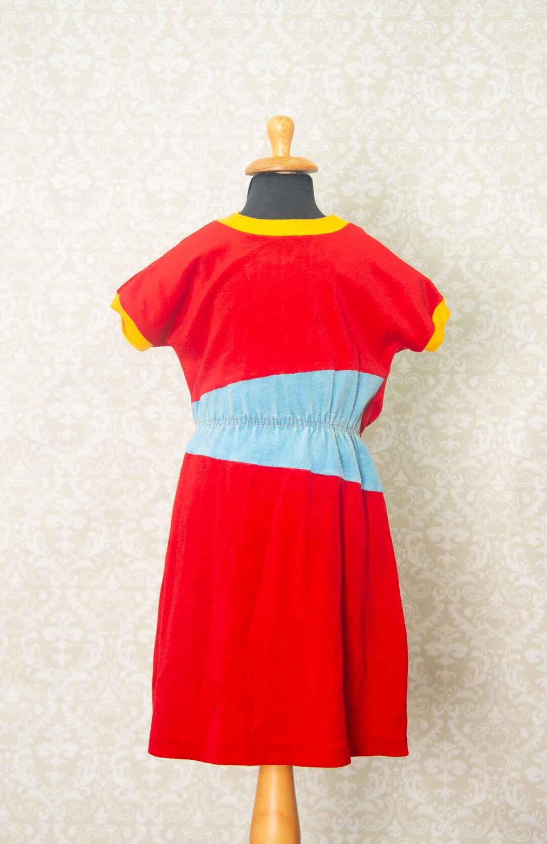 1970's Girls Vintage Geometric Red Color Dress - Etsy