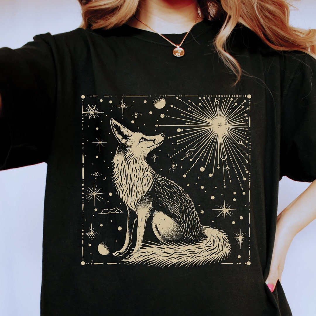 Vintage Fox Shirt, Celestial, Moont-shirt, Cottagecore, Boho ...