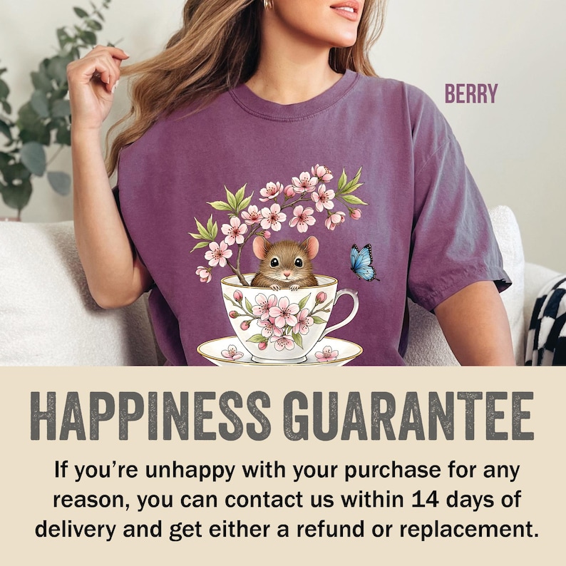 Cottagecore Mouse T-shirt, Vintage Sakura Teacup Fairycore Kawaii ...