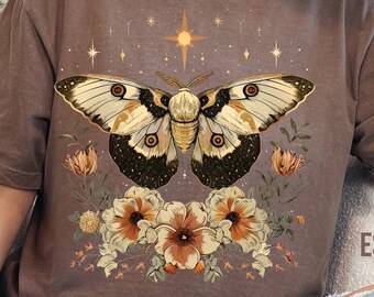 Whimsigoth Moth Shirt, Celestial Boho Tshirt, Geometrical Moth Tee ...