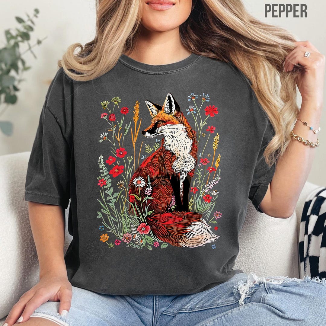 Forestcore Shirt, Cottagecore Shirt, Fox Shirt, Botanical Shirt, Forest ...