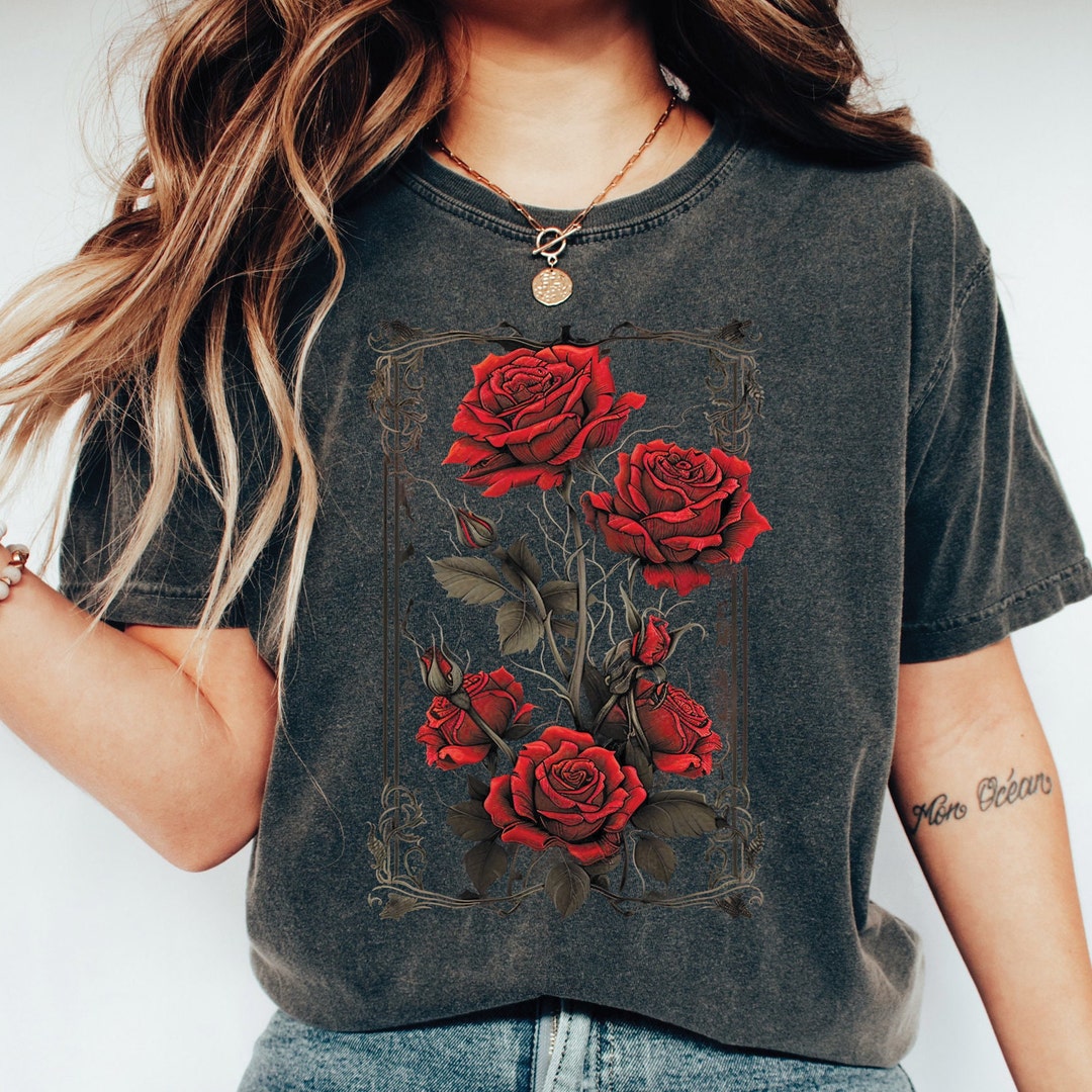 Vintage Roses Shirt Vintage Flower Tshirt Retro Roses Shirt Gothic