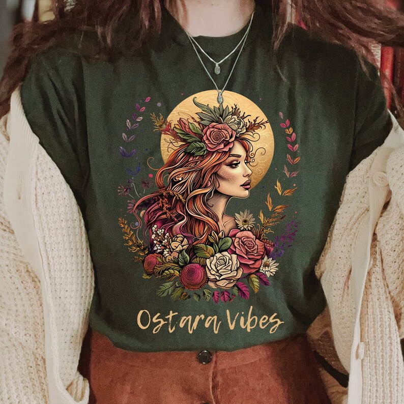 Ostara Goddess Shirt, Eostre Equinox, Spring Moon, Pagan Festival ...