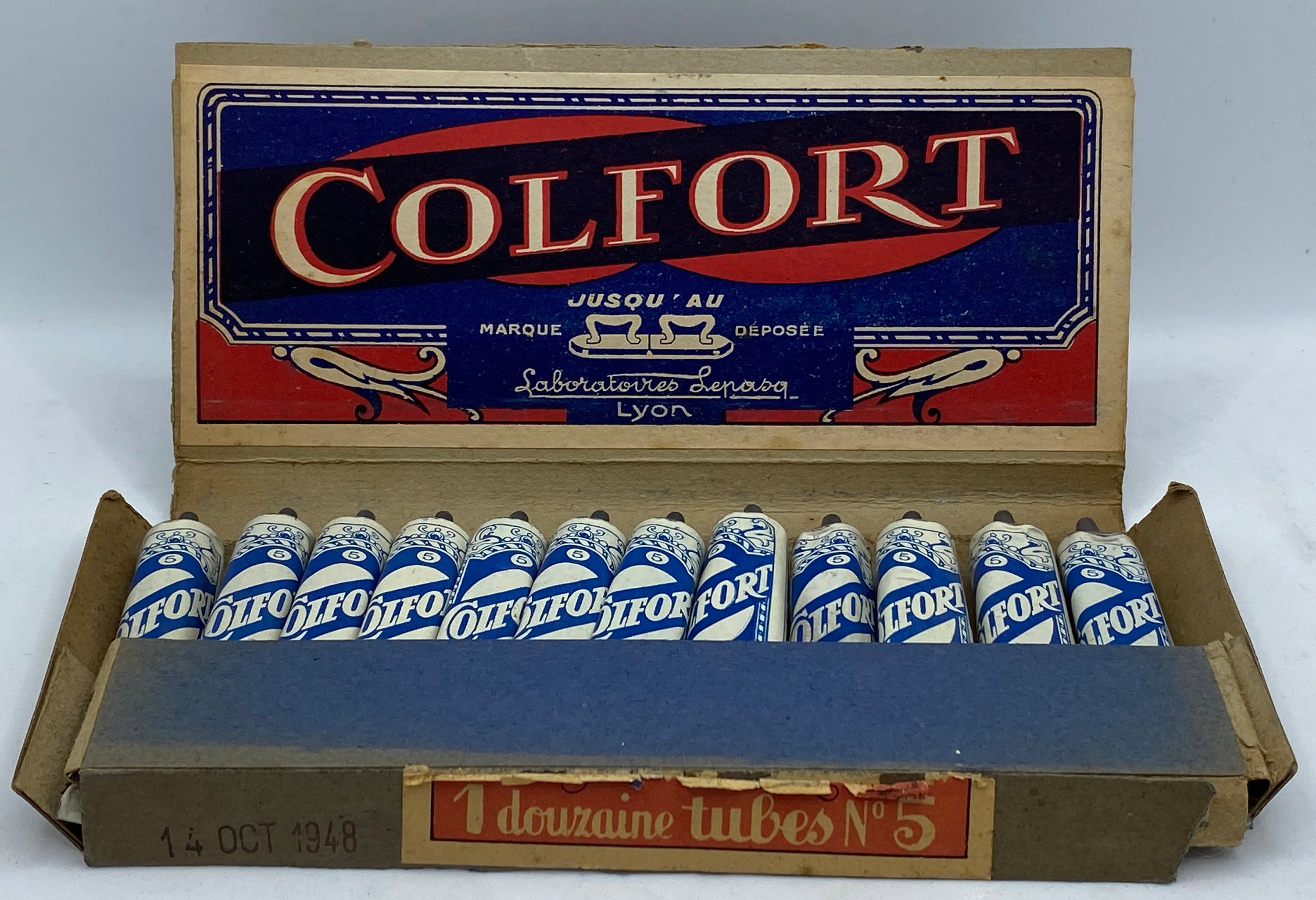 Cardboard with 12 tubes of glue Colfort Lyon France - Etsy España