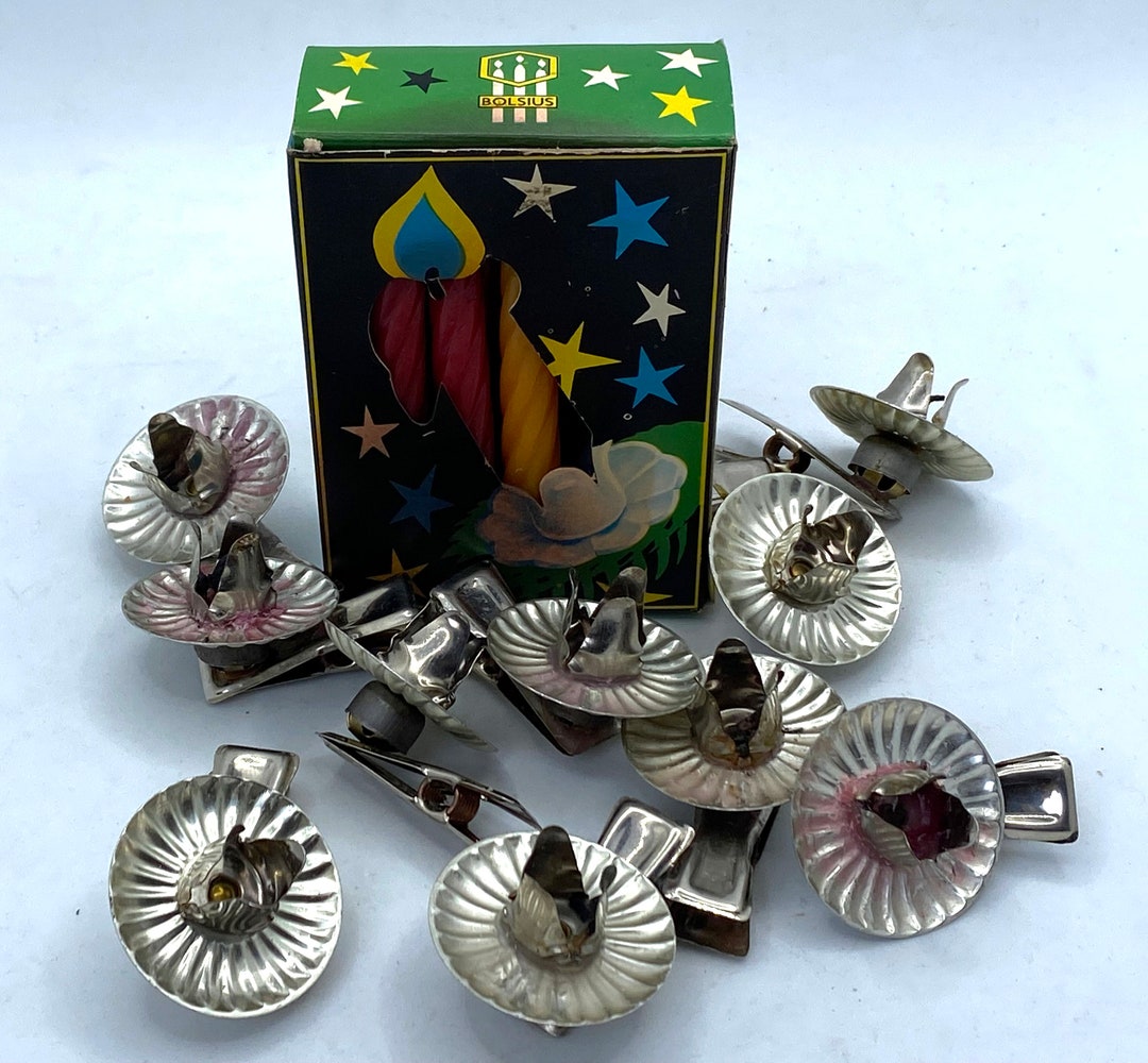 10 Old Nostalgic Metal Pegs for Christmas Candles. 1930s 50s - Etsy