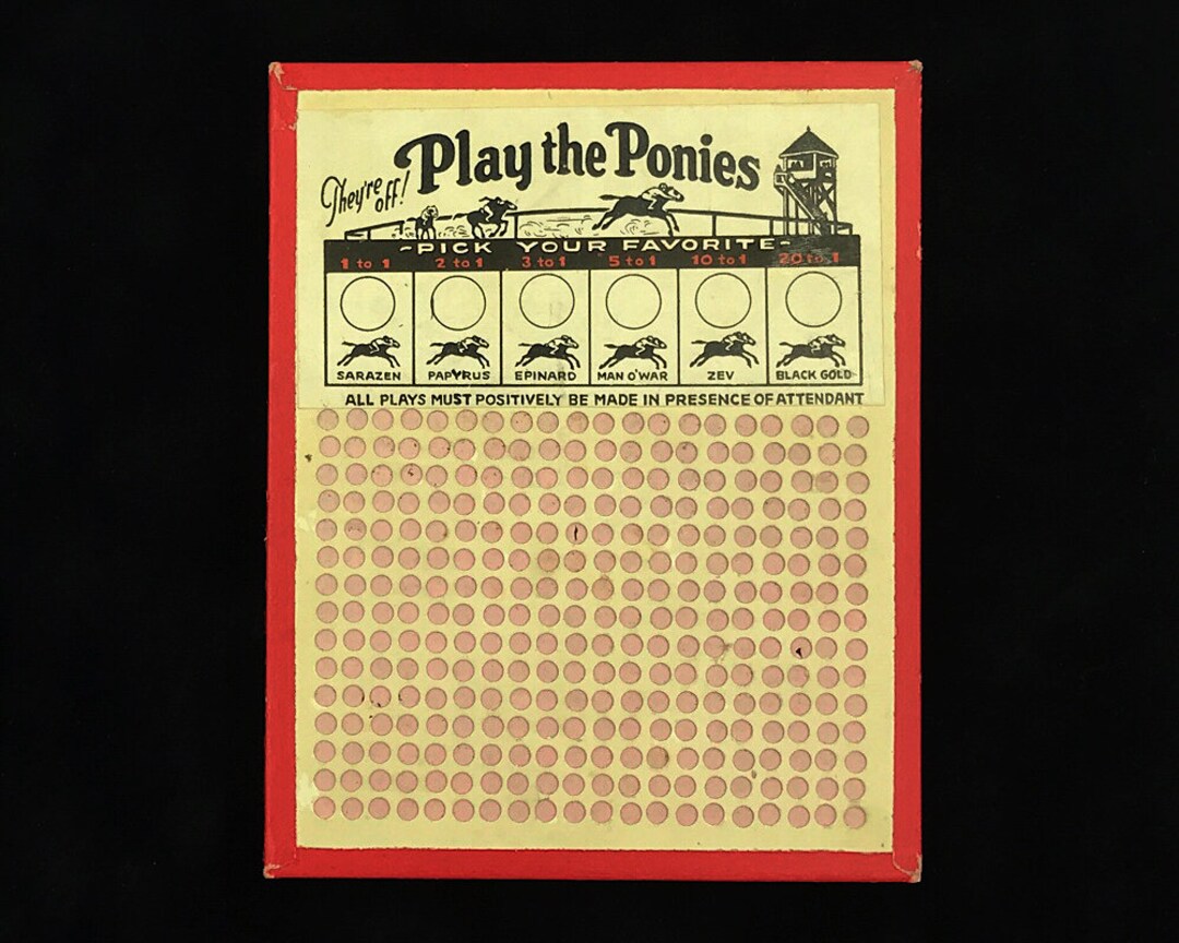 Play the Ponies Rare Vintage Punchboard 'play the Ponies' Gambling ...