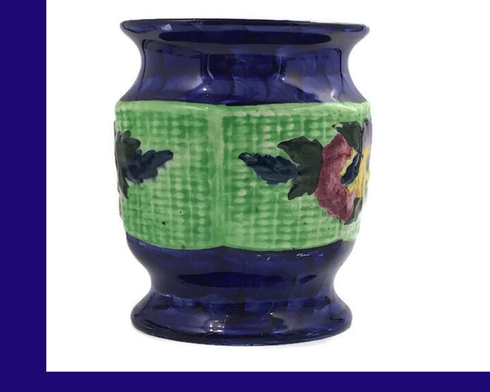 Vintage Maling Ware Ringtons Ltd. Hand-painted Ceramic Vase Cobalt Blue ...