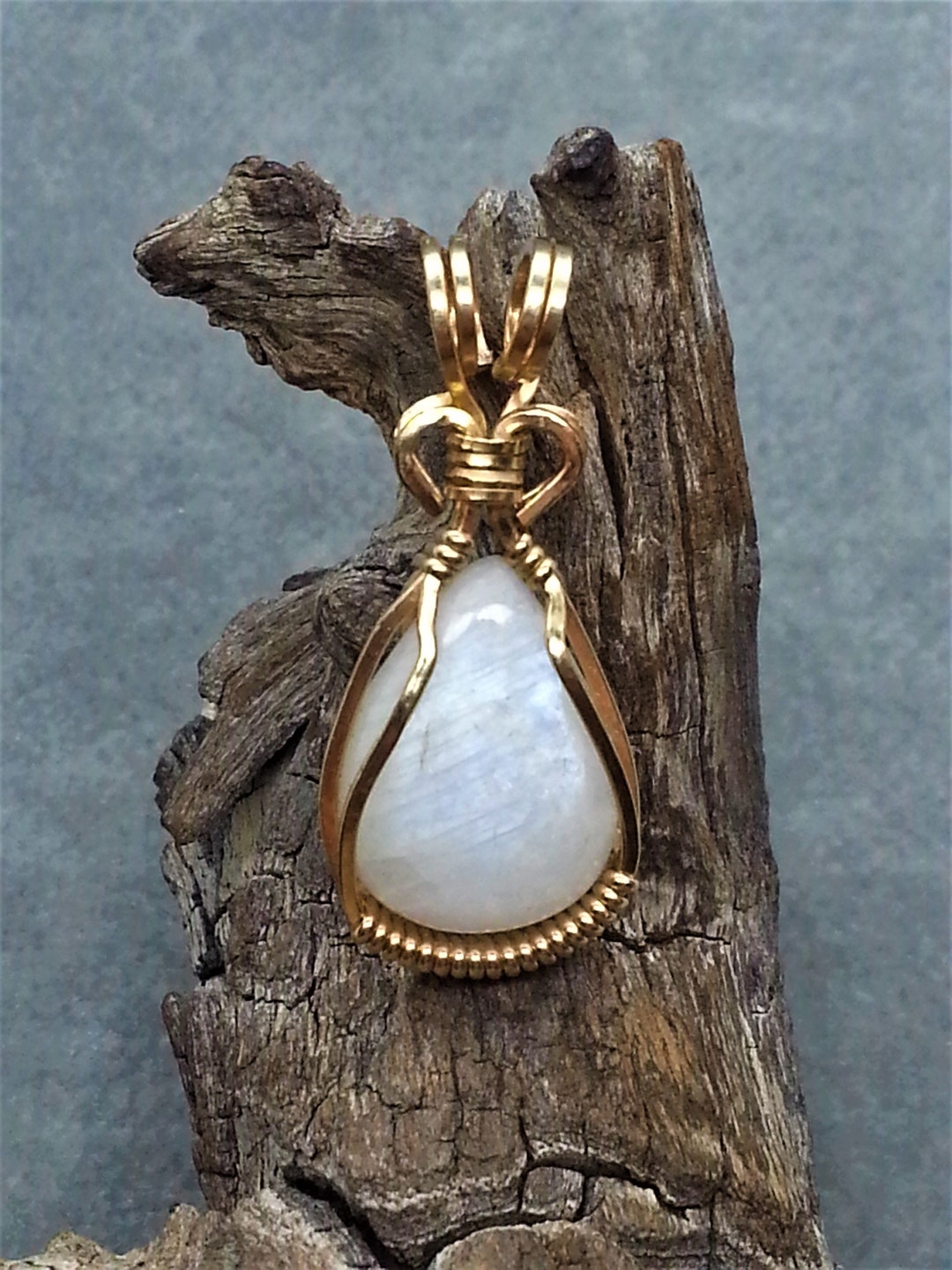 Albite Moonstone Rare Canadian Wire Wrap Pendant, a Peristerite ...