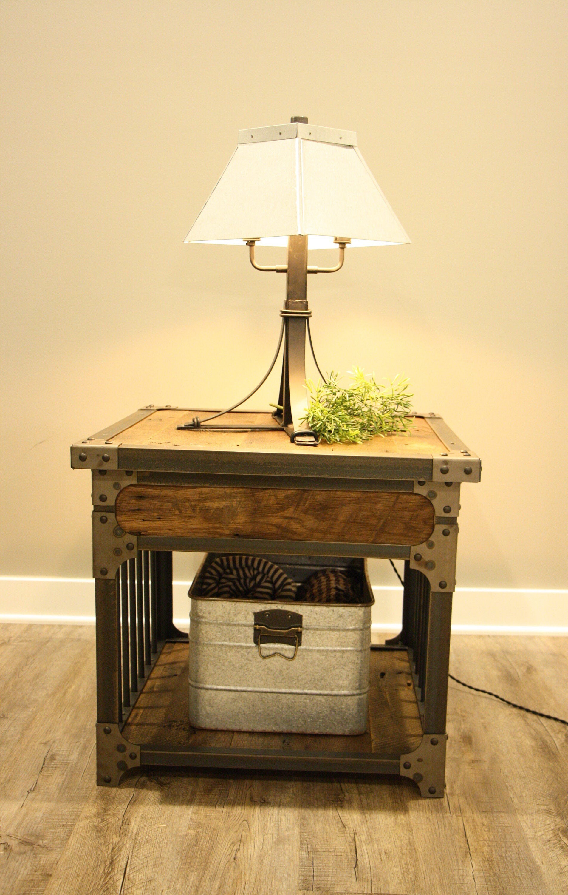 Rustic Industrial End Table 241824 | Etsy