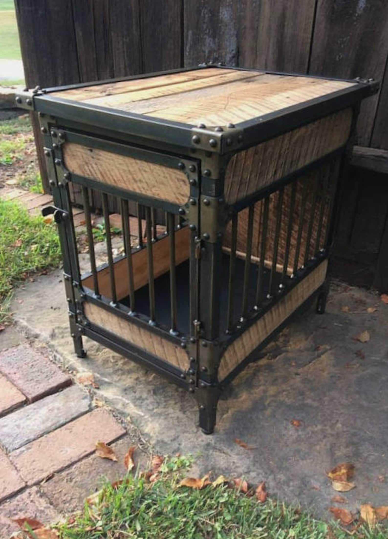Rustic Industrial Dog Kennel Dog Crate Riveted Steel Dog - Etsy