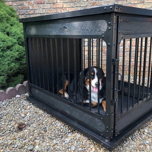 Rustic Industrial Dog Kennel, Dog Crate - Riveted Steel Dog Kennel With ...