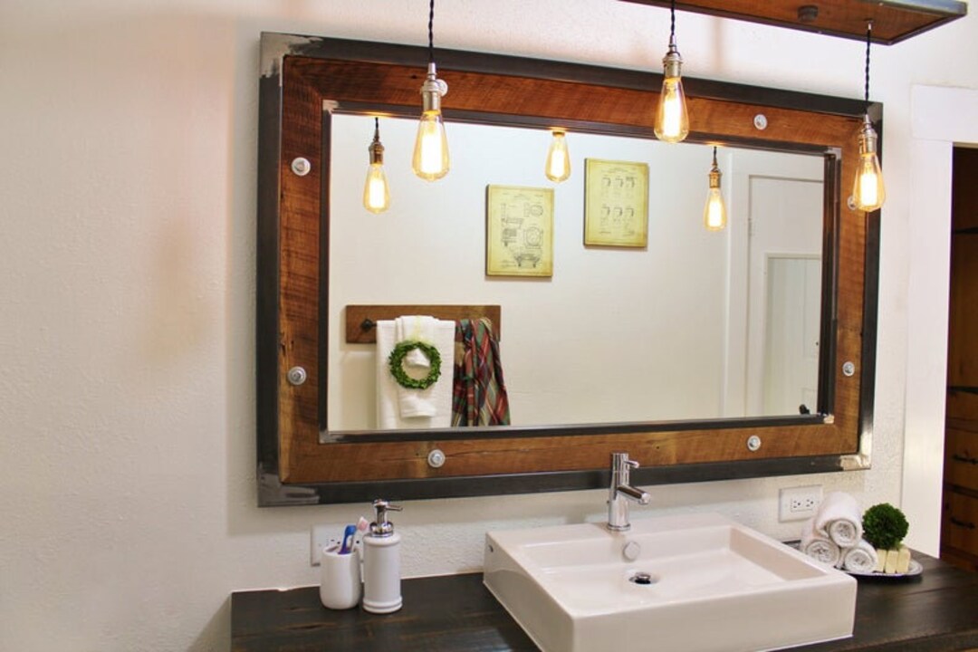RESERVED for GRIFFIN Rustic Industrial Mirror Frame - Reclaimed Barn ...
