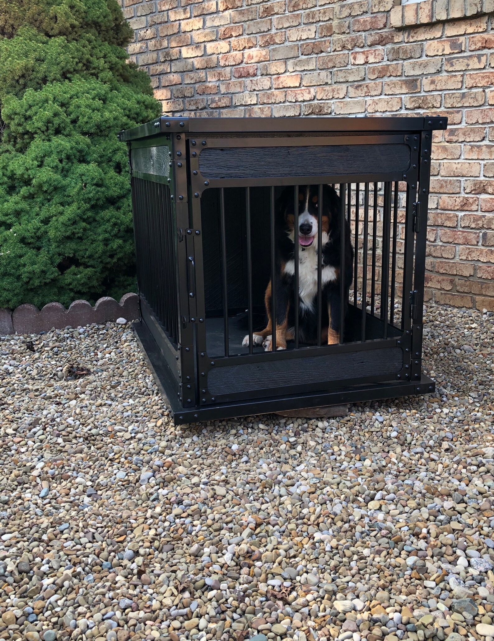 Rustic Industrial Dog Kennel, Dog Crate - Riveted Steel Dog Kennel With ...