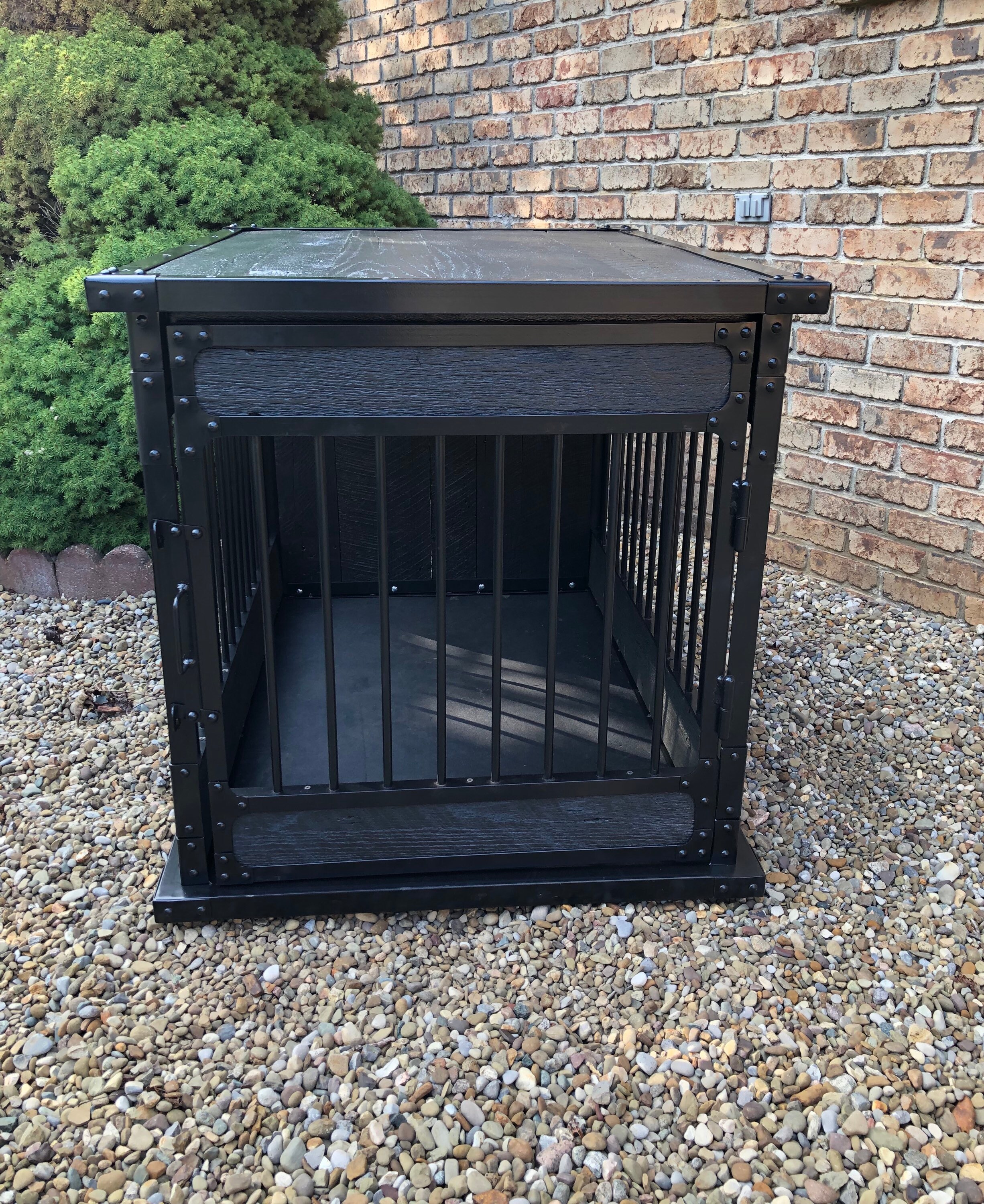 Rustic Industrial Dog Kennel, Dog Crate - Riveted Steel Dog Kennel With ...