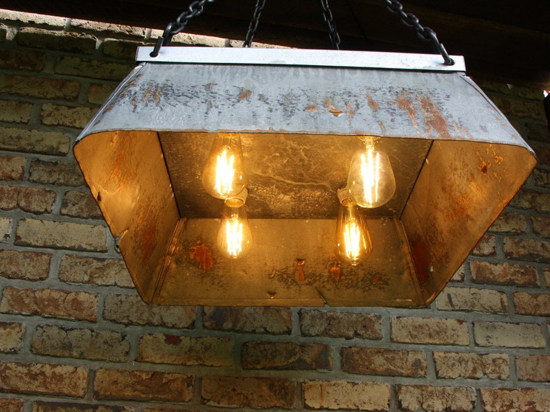 Rustic Industrial Trough Light Galvanized Light w/Bulbs | Etsy