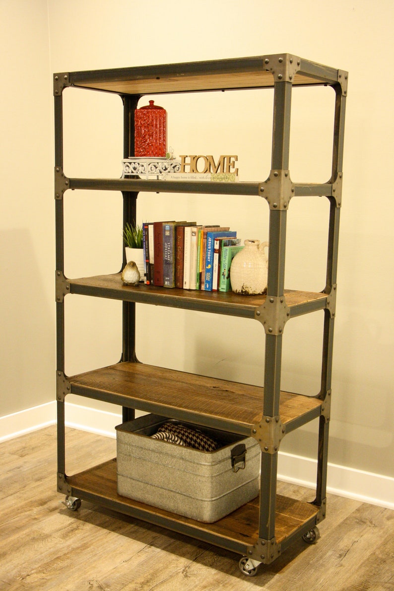 Rustic Industrial Bookcase 63165 - Etsy