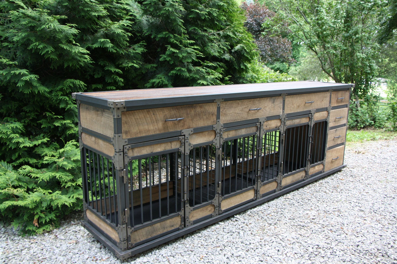 Rustic Industrial Dog Room Kennel Dog Crate Riveted Steel - Etsy