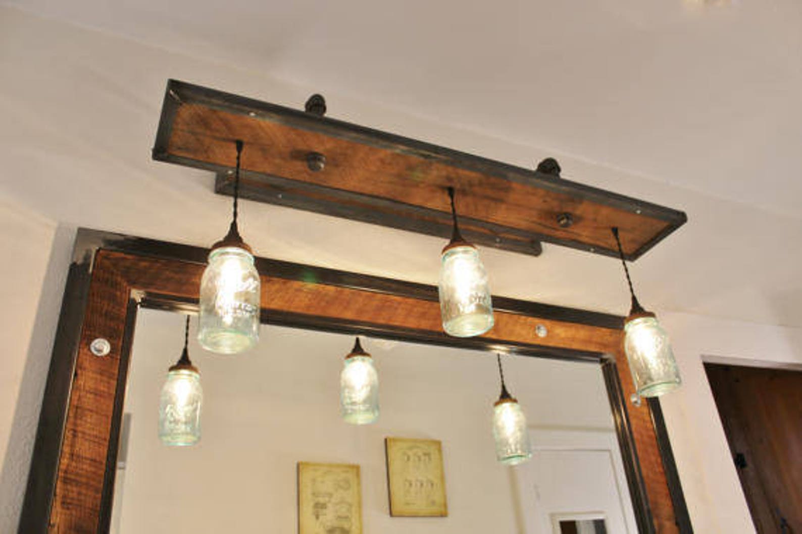 Rustic Industrial Light Steel and Barn Wood Vanity Light - Etsy