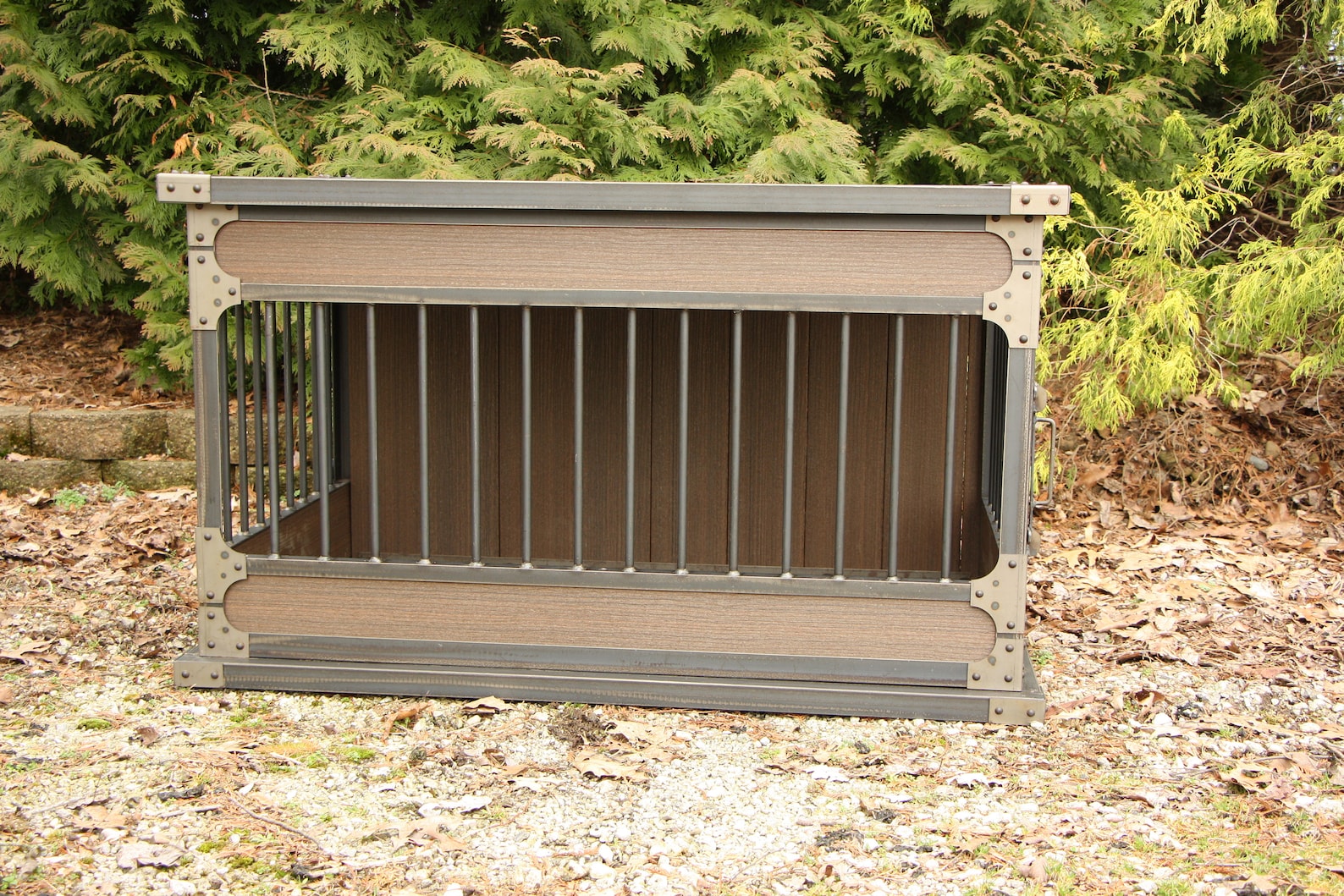 Rustic Industrial Dog Kennel, Dog Crate - Riveted Steel Dog Kennel With ...