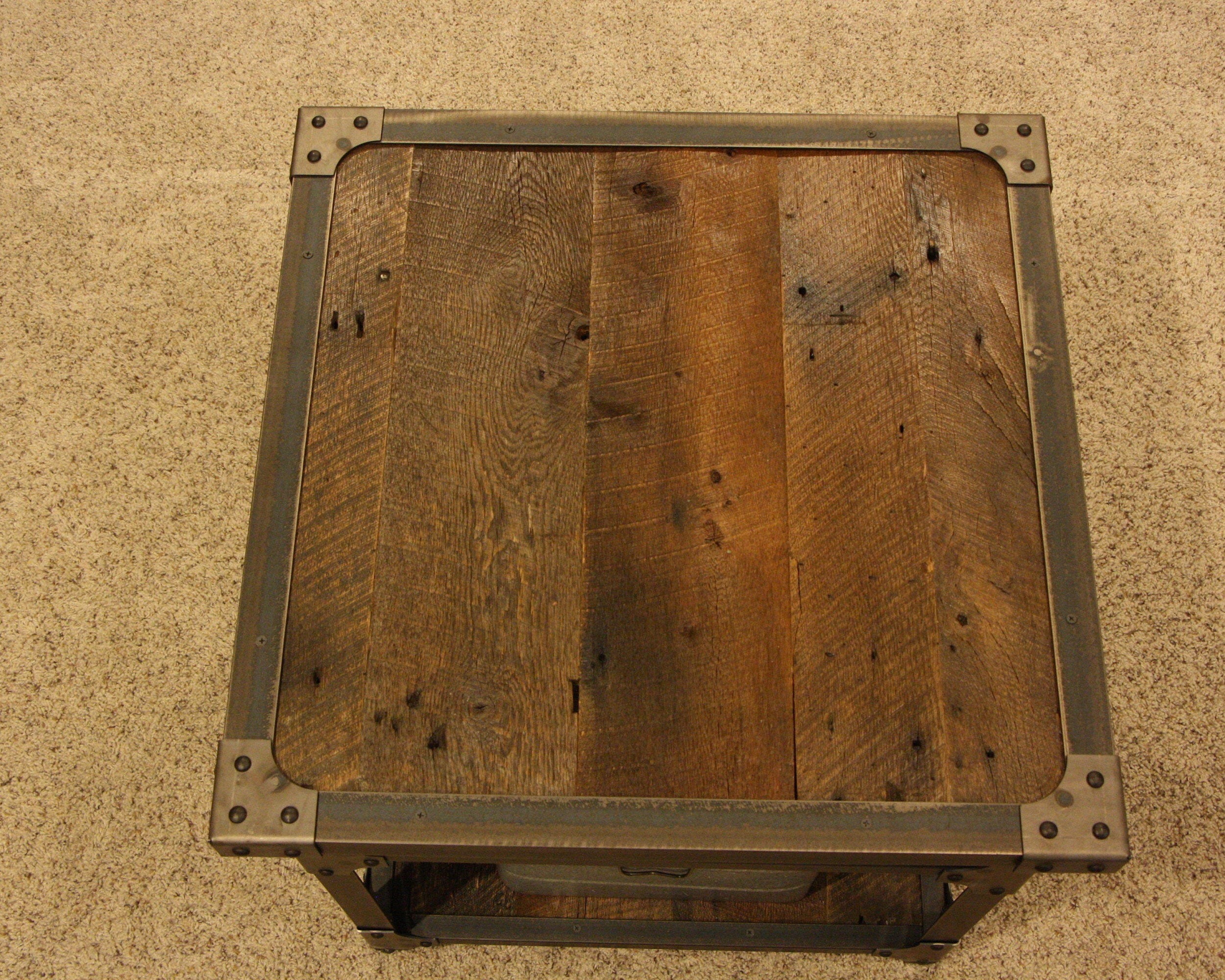 Rustic Industrial End Table 241824 | Etsy