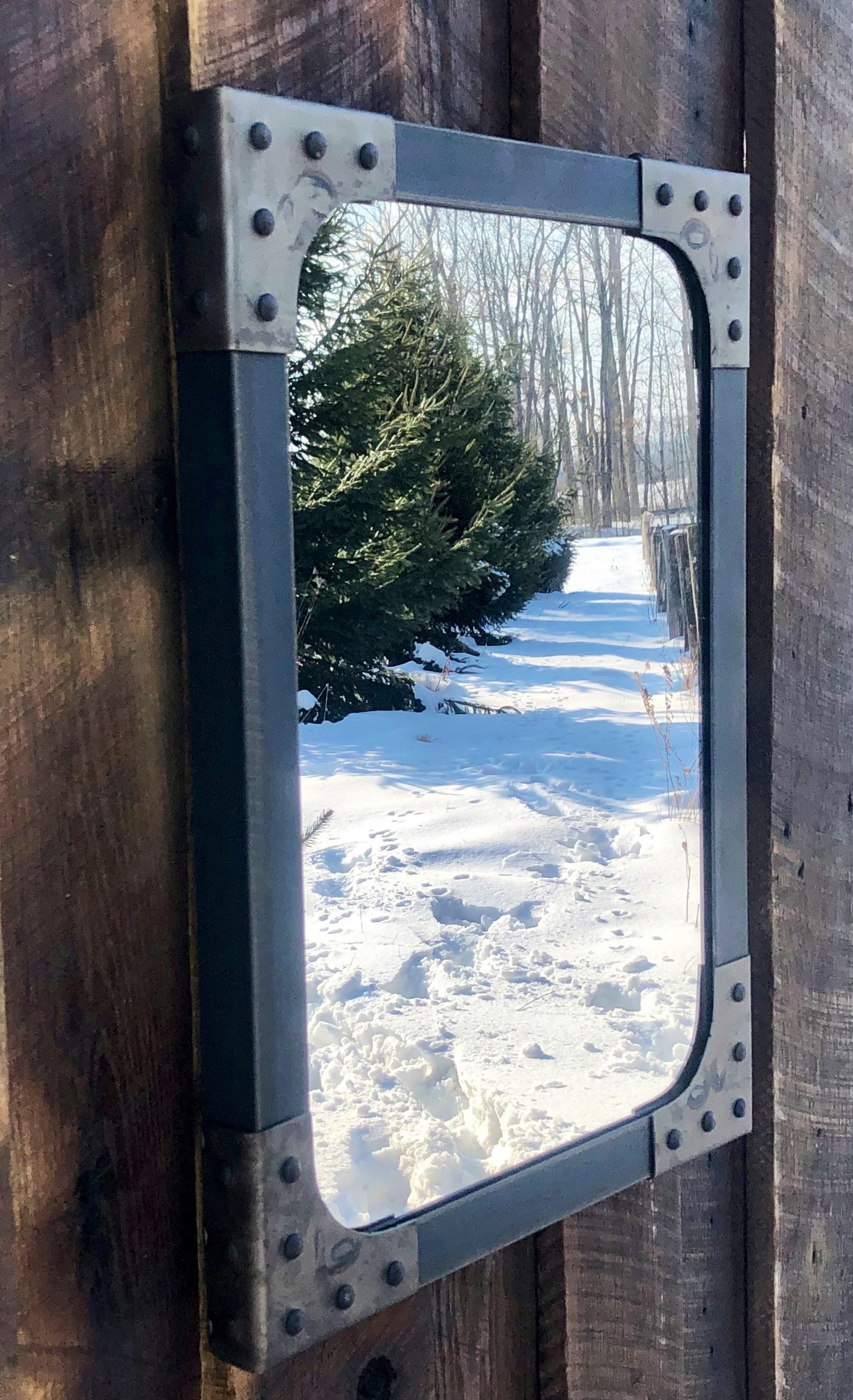 Rustic Industrial Mirror Frame Reclaimed Barn Wood & Raw - Etsy