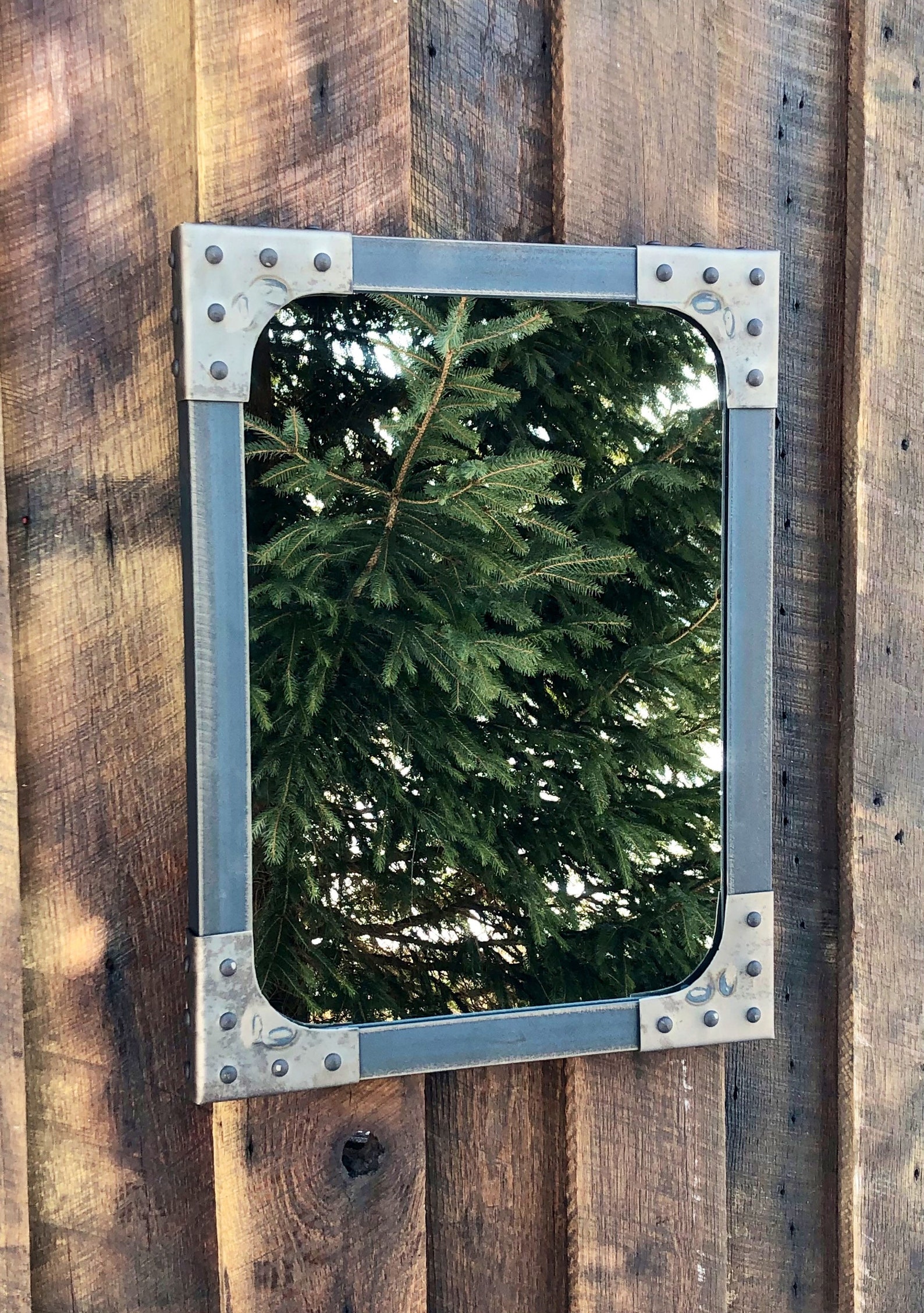 Rustic Industrial Mirror Frame Reclaimed Barn Wood & Raw - Etsy