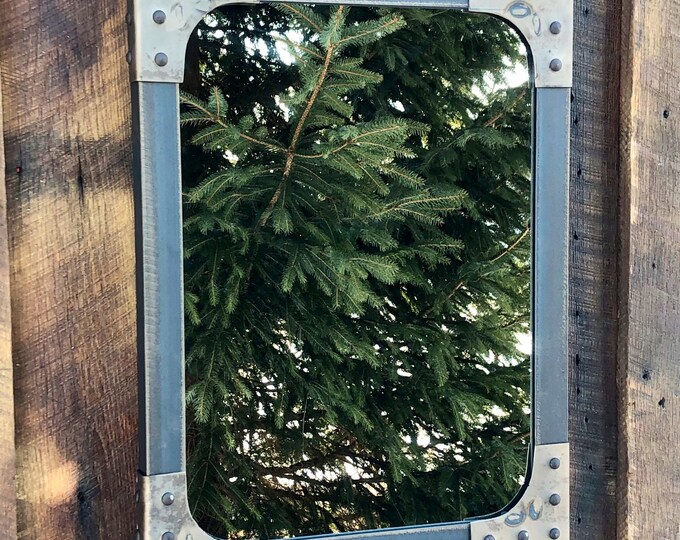 Rustic Industrial Mirror Frame Reclaimed Barn Wood & Raw Steel 3674 - Etsy
