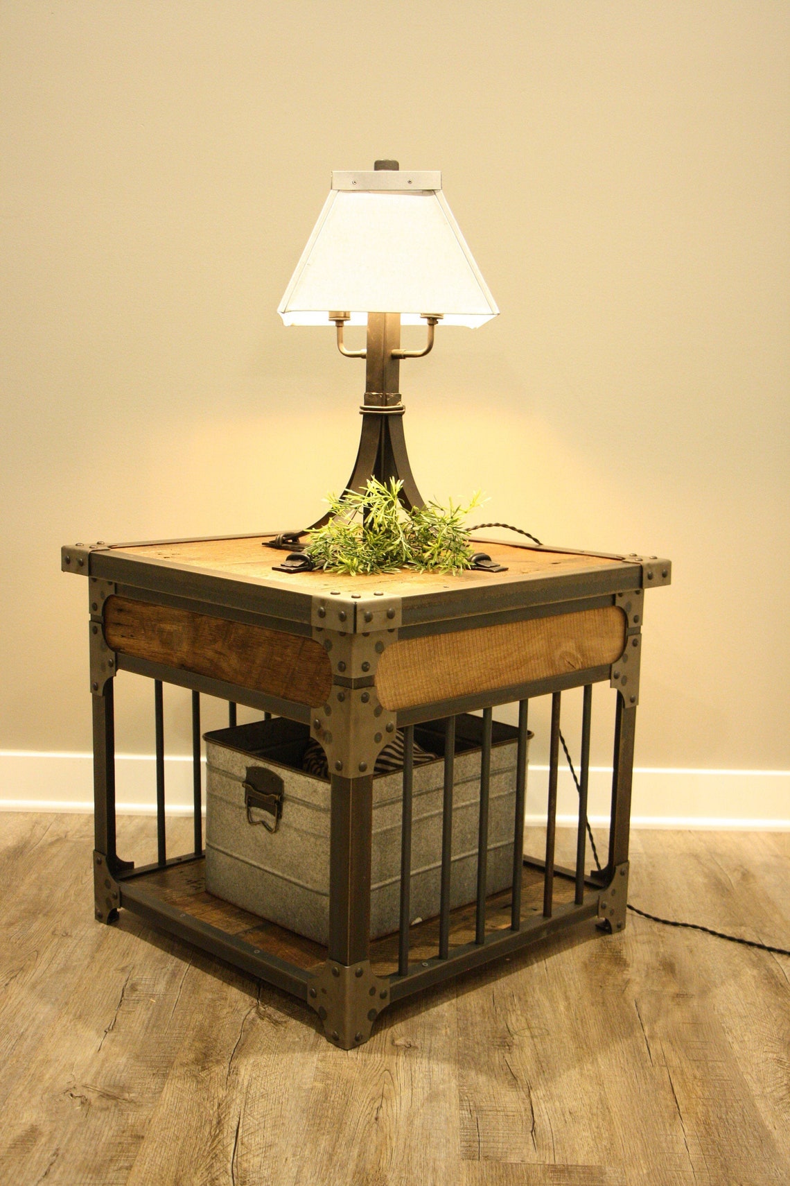 Rustic Industrial End Table 241824 - Etsy