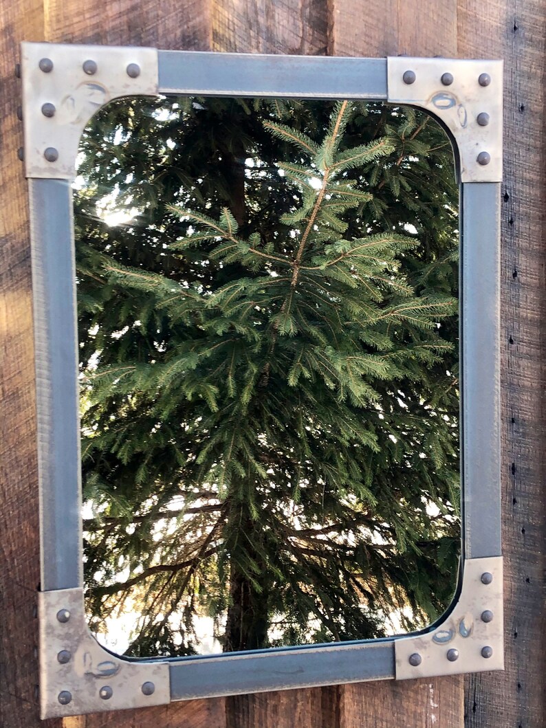 Rustic Industrial Mirror Frame Reclaimed Barn Wood & Raw - Etsy