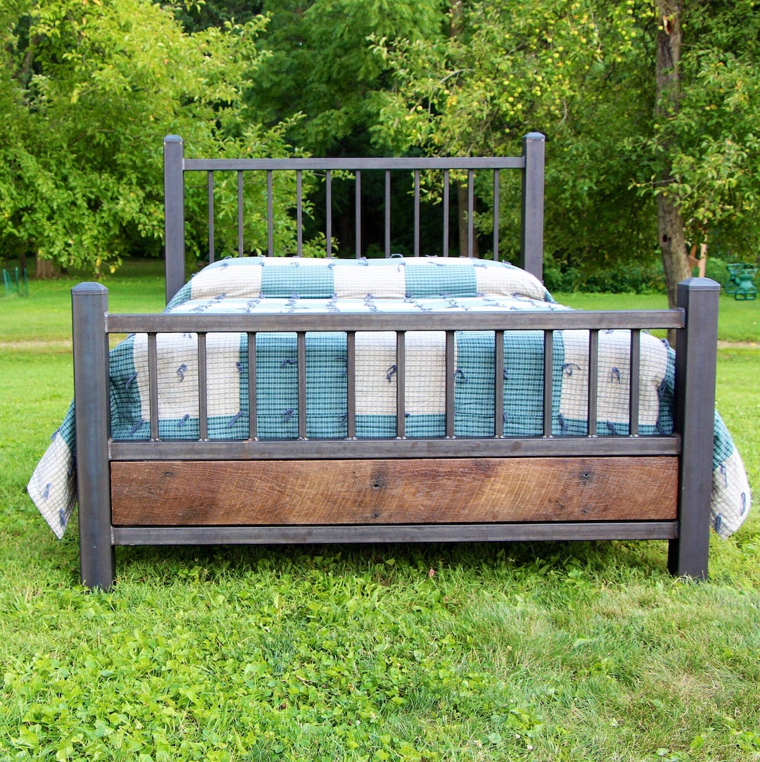 Rustic Industrial Bed Frame #5478 - Etsy