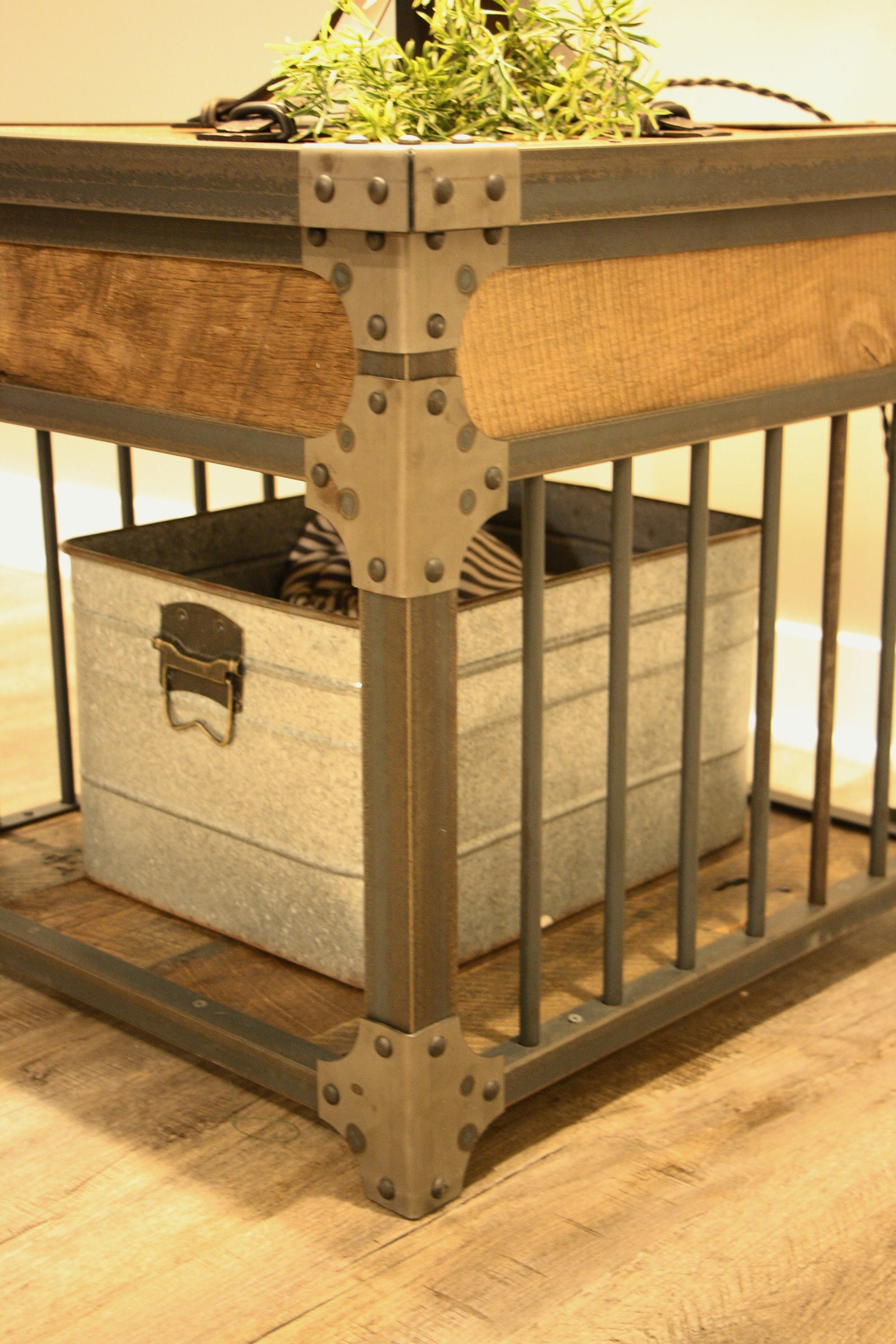 Rustic Industrial End Table 241824 | Etsy