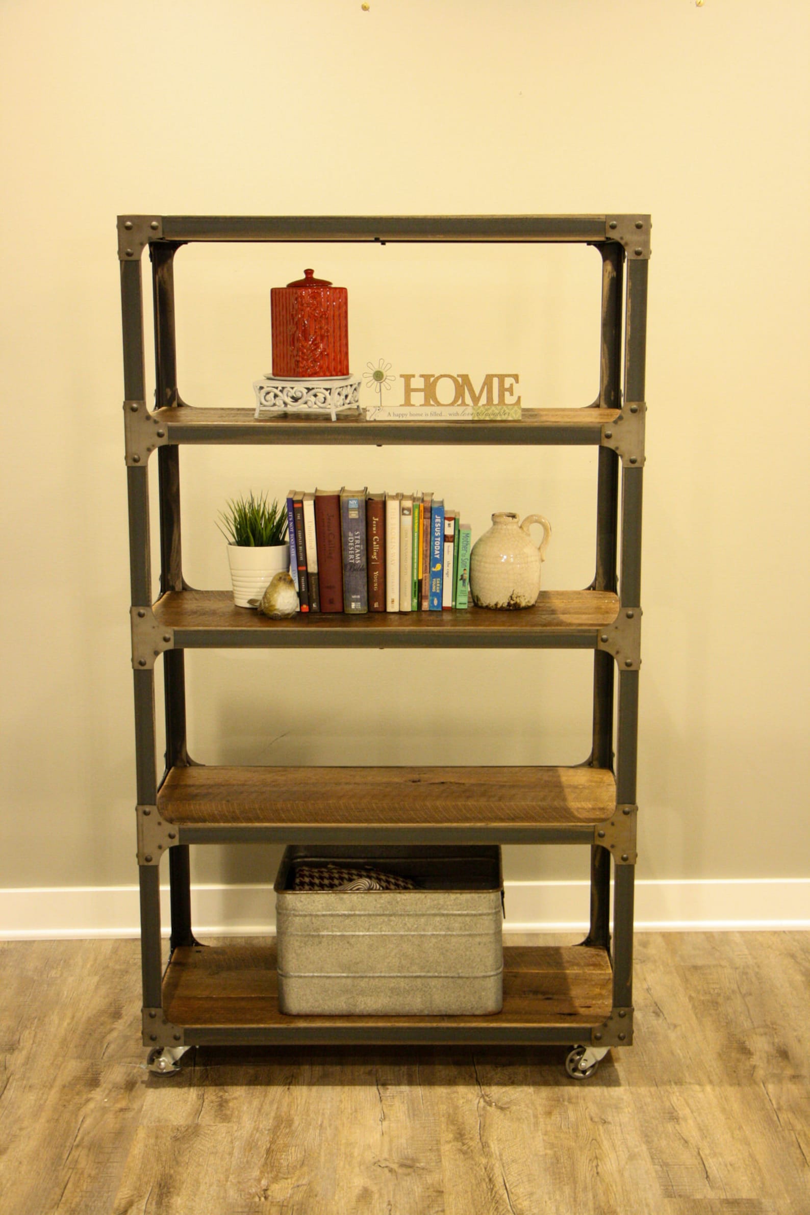 Rustic Industrial Bookcase 63165 - Etsy