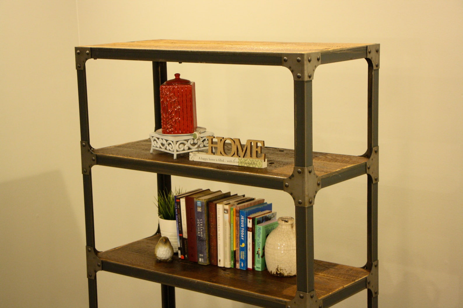 Rustic Industrial Bookcase 63165 - Etsy