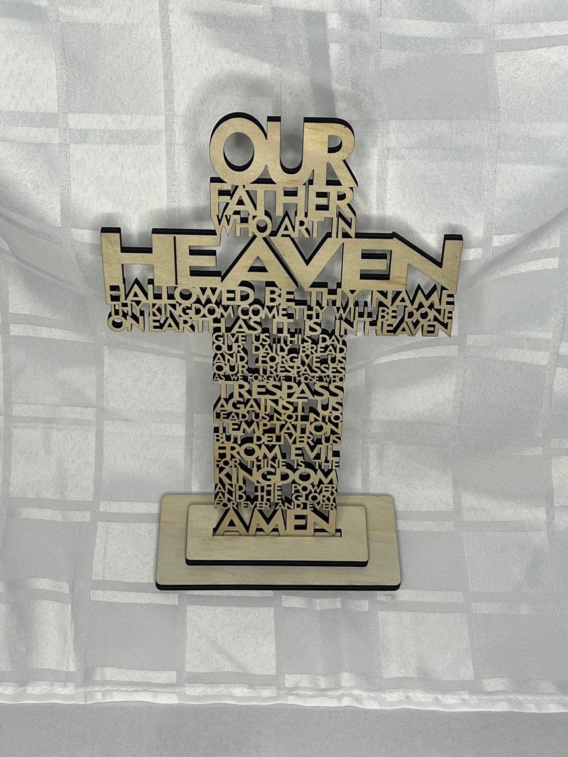 Laser Cut Cross | Lords Prayer | Our Father Prayer | Cross With Base ...