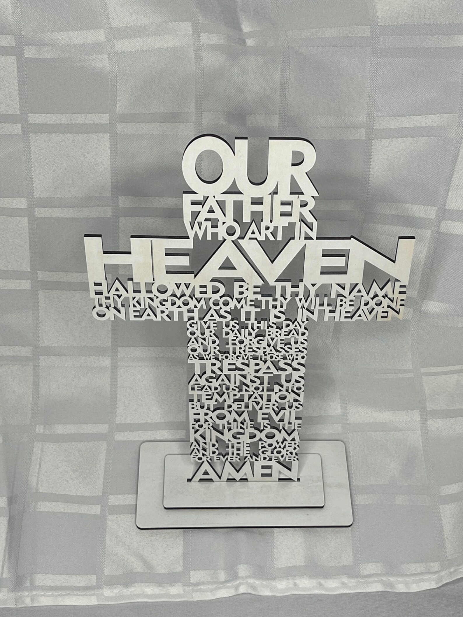 Laser Cut Cross | Lords Prayer | Our Father Prayer | Cross With Base - Etsy