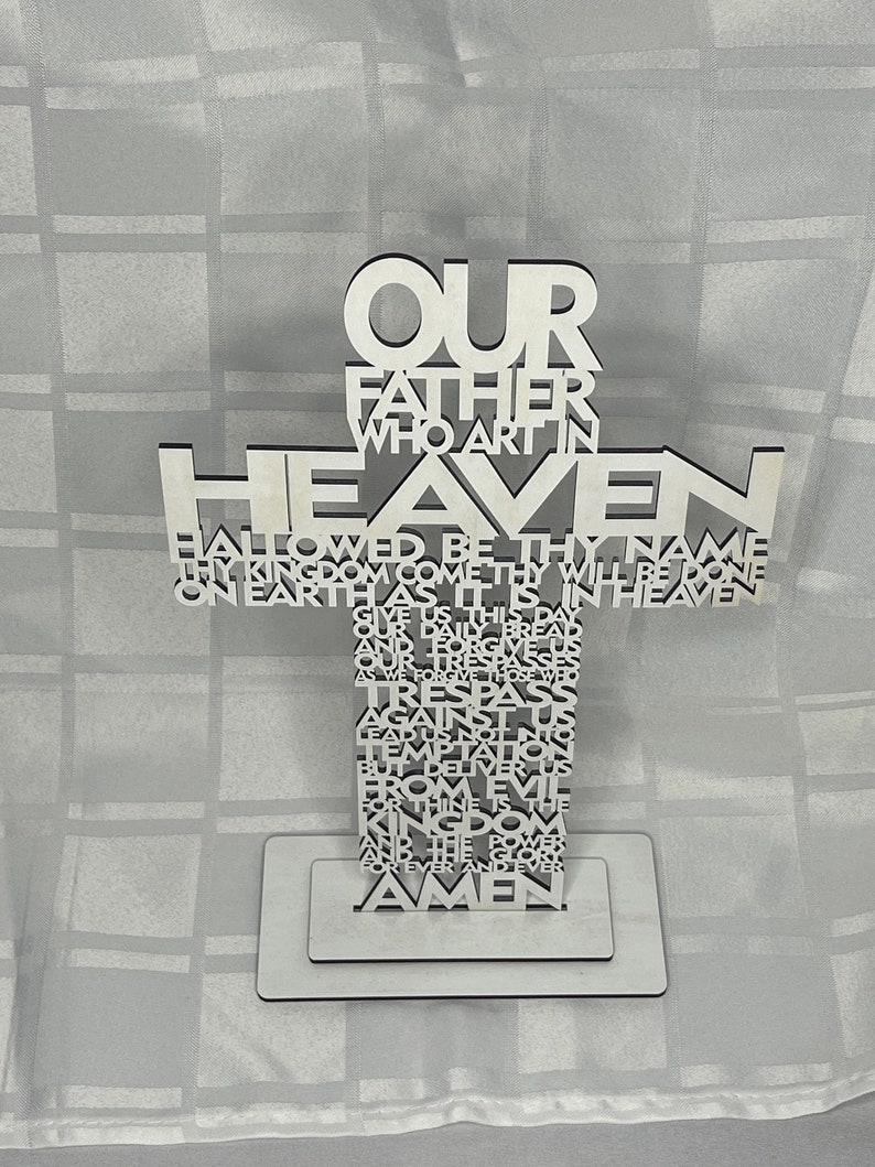 Laser Cut Cross | Lords Prayer | Our Father Prayer | Cross With Base - Etsy