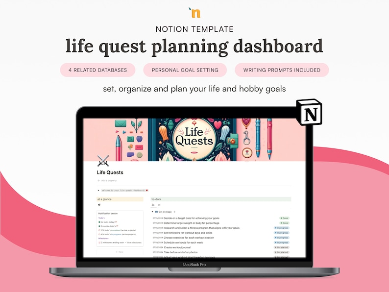 Goal Setting Template | Life Goals Dashboard | Life Organizer | Notion ...