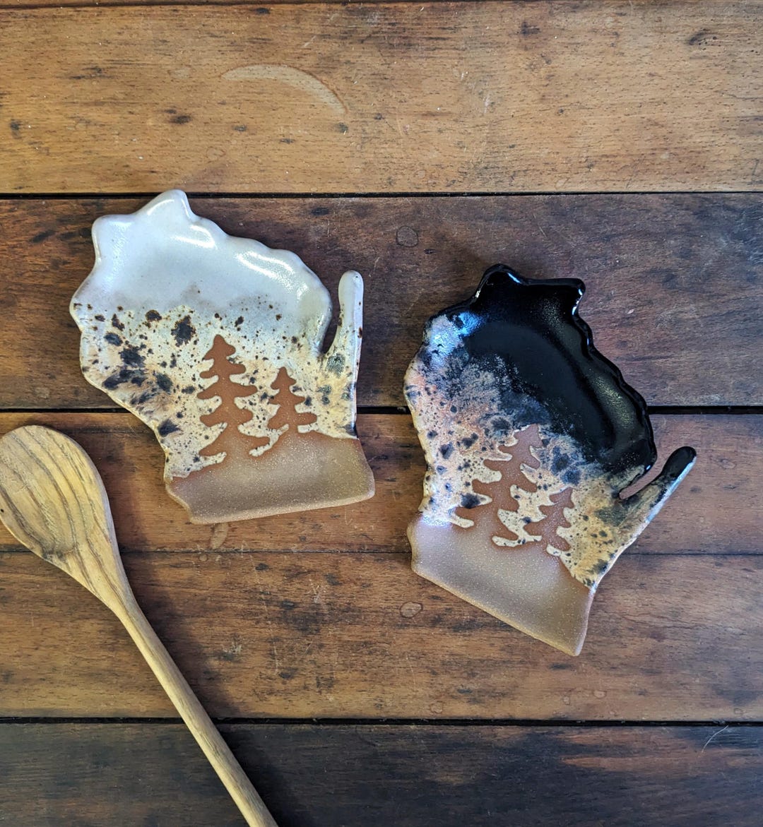 Handmade Wisconsin Trees Spoon Rest: WI Pottery Trinket Dish - Etsy